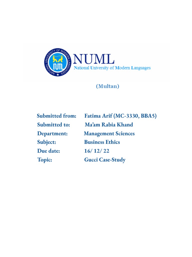 Gucci Case-Study (Ethical Issues) | PDF | Employment | Applied Ethics Gucci Case-Study (Ethical Issues) | PDF | Employment | Applied Ethics