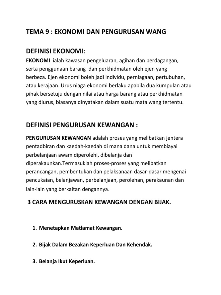BM Tema 9 Tingkatan Satu | PDF