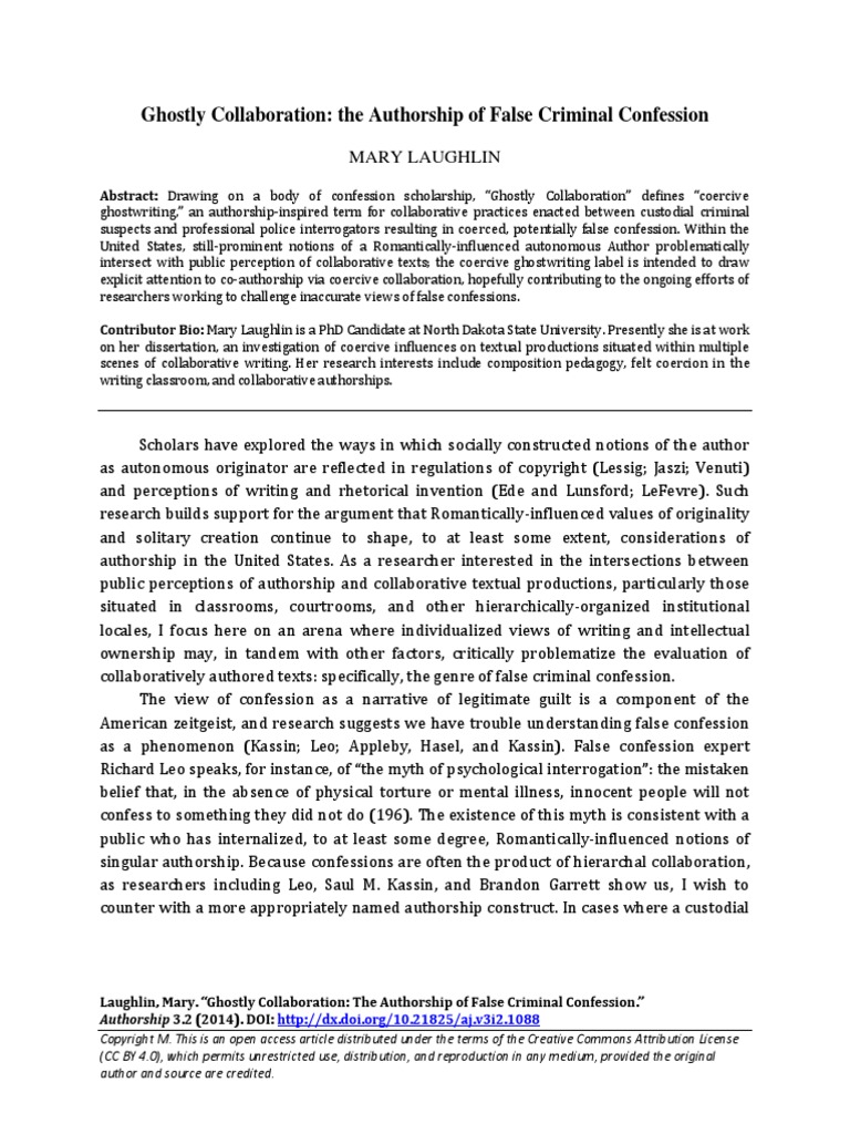 The Authorship of False Criminal Confession | PDF | Confession (Law ...