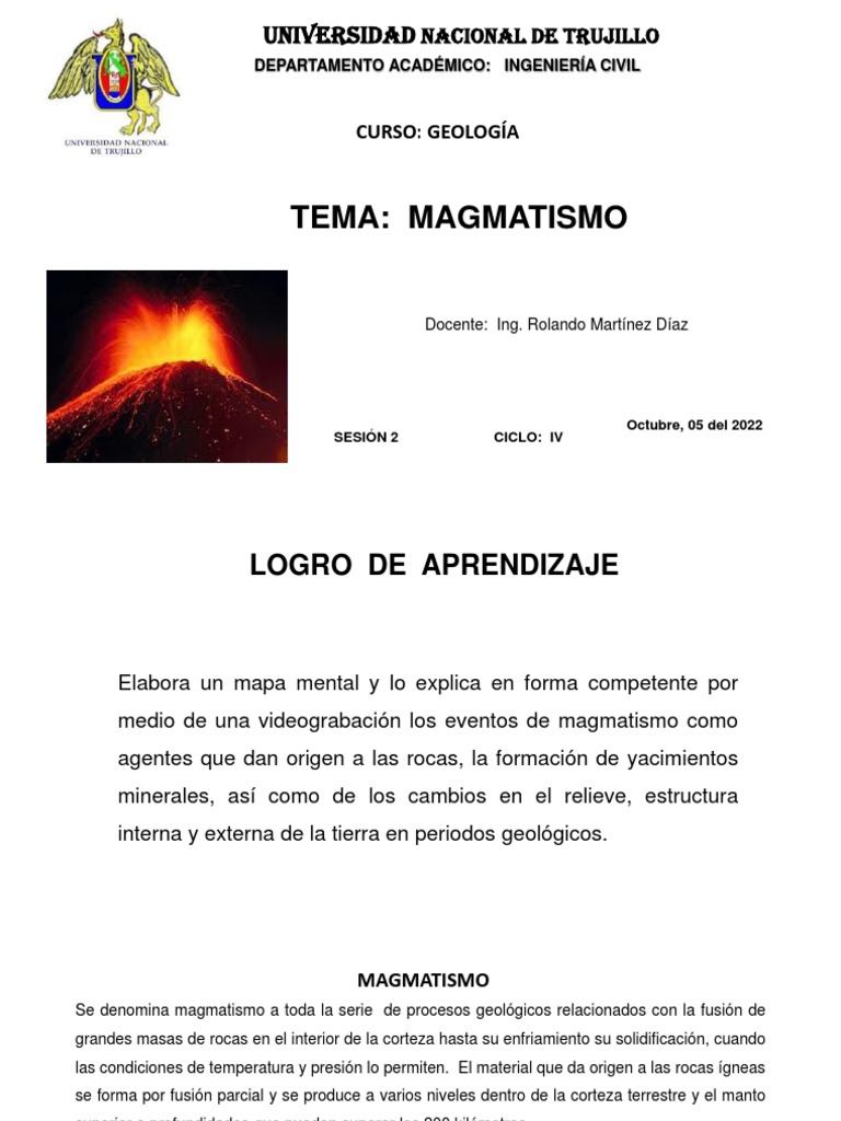 Diapositiva 2 - Magmatismo | PDF | Volcán | Magma