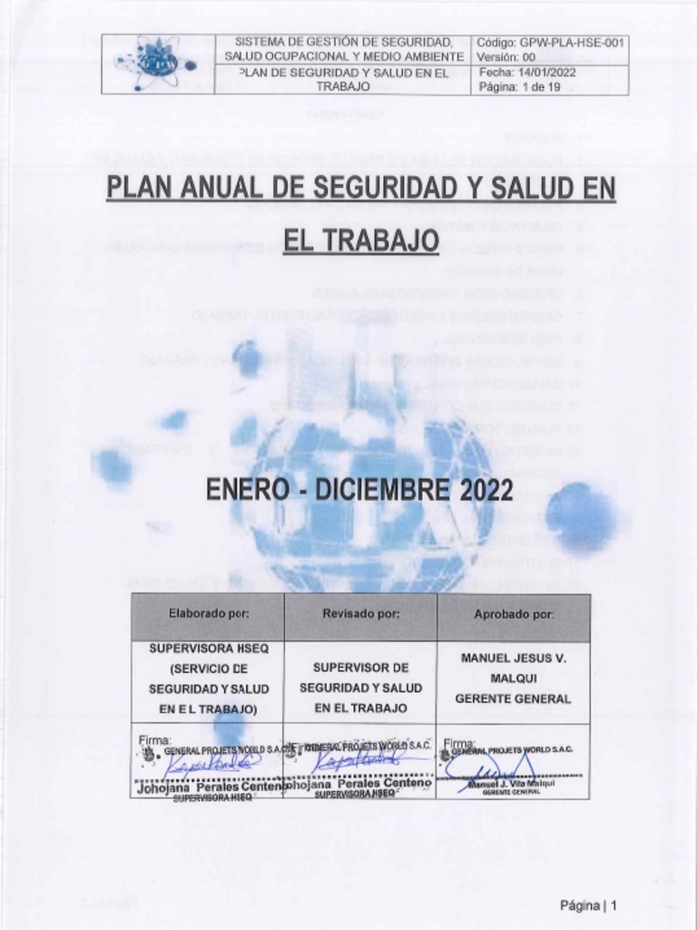 Plan Anual de SST | PDF | Seguridad y salud ocupacional | La seguridad