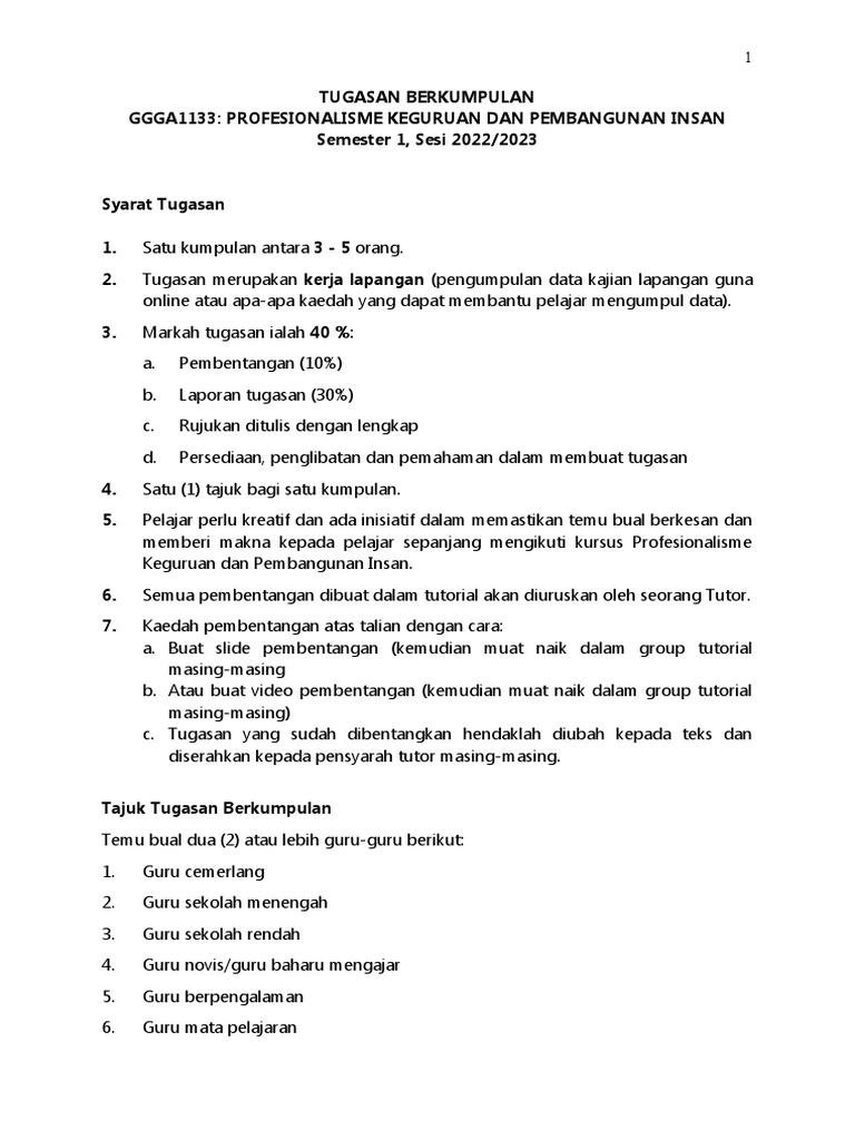 Tugasan Berkumpulan GA1133 2022 | PDF