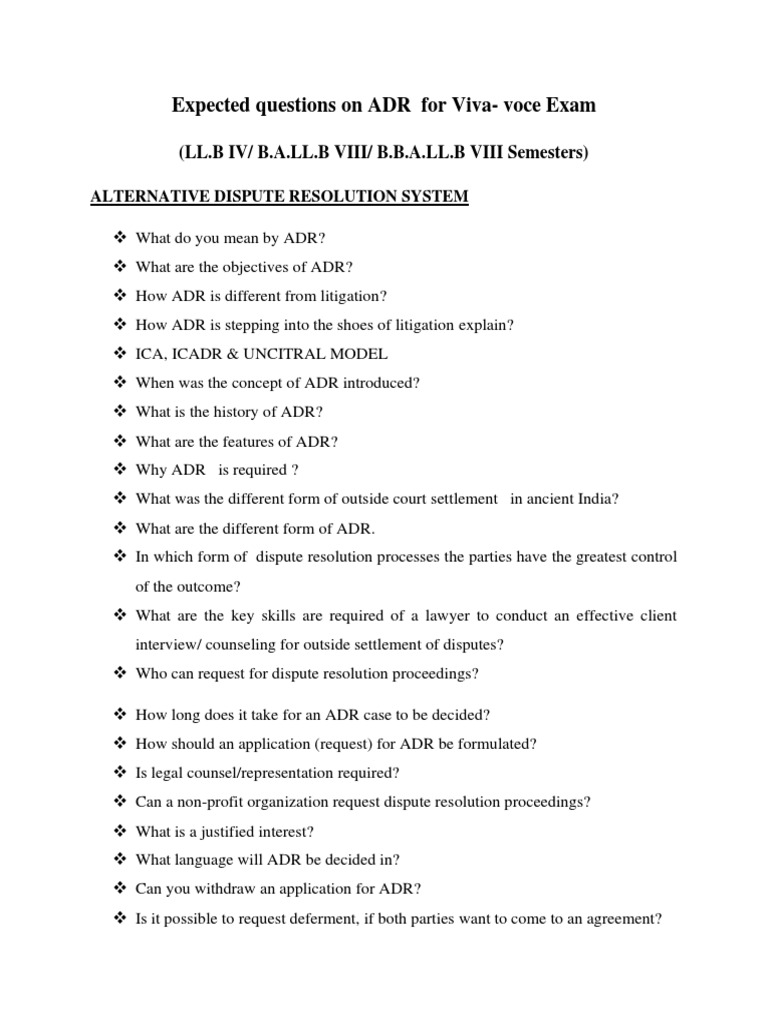 Adr Viva Que | PDF | Alternative Dispute Resolution | Arbitration