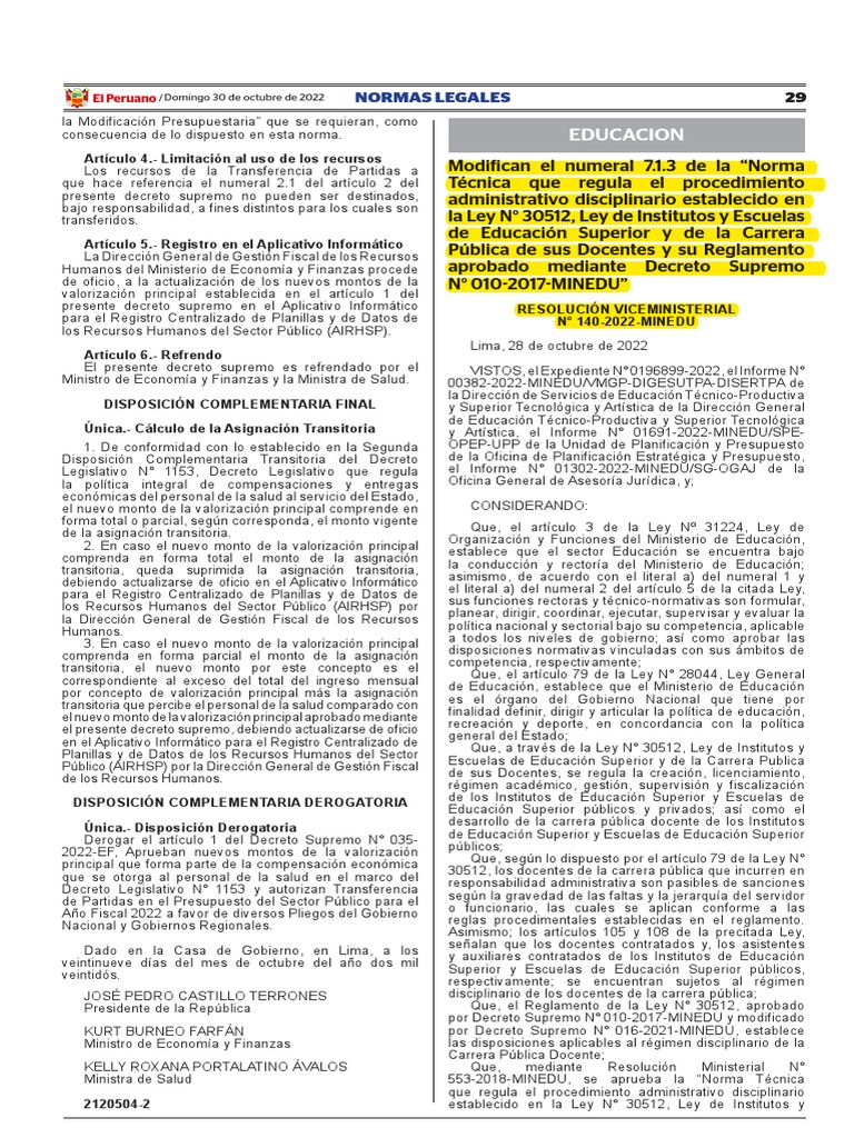 Modificatorias 30512 - 221101 - 094313 | PDF | Ministerio (Departamento ...