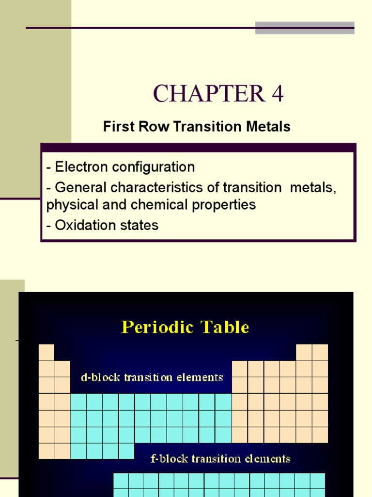 Chapter 4-Transition Metals - L6 | PDF | Electron Configuration ...