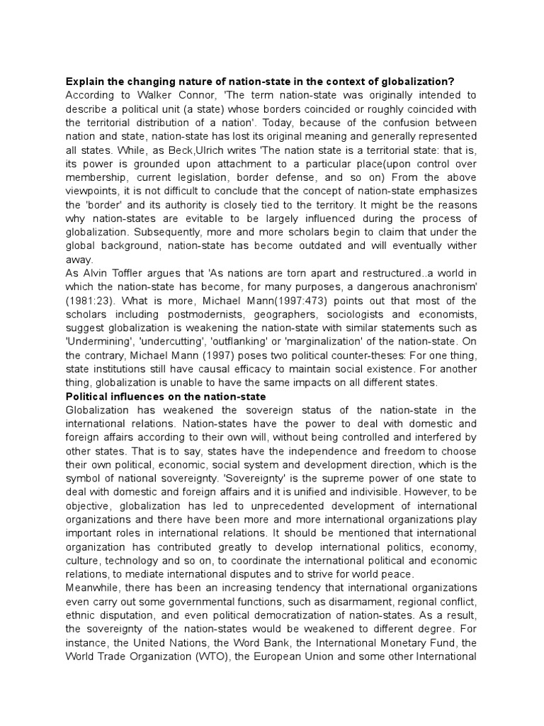Globalisation and Changing Nature of Nation-State | PDF | Globalization | Capitalism