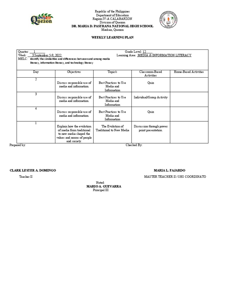 WLP - MIL Q1 Week3 | PDF | Communication | Cognitive Science
