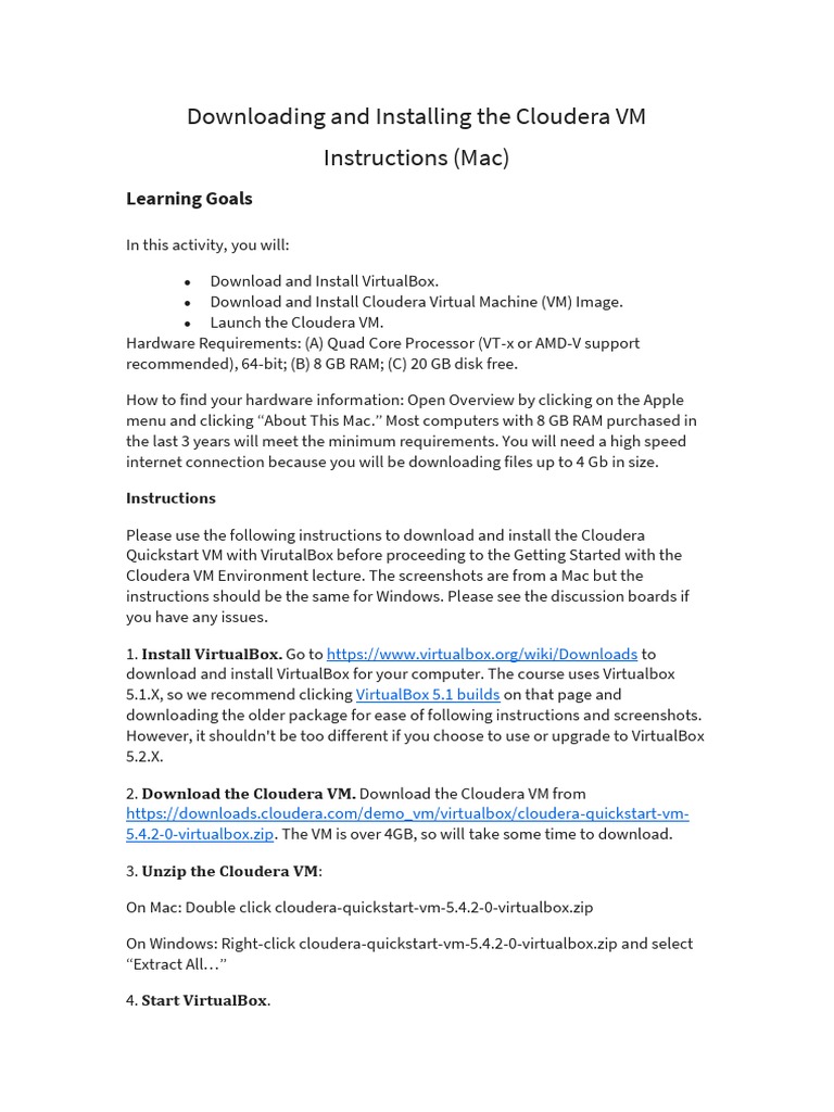 39-Downloading and Installing The Cloudera VM Instructions-Mac | PDF ...