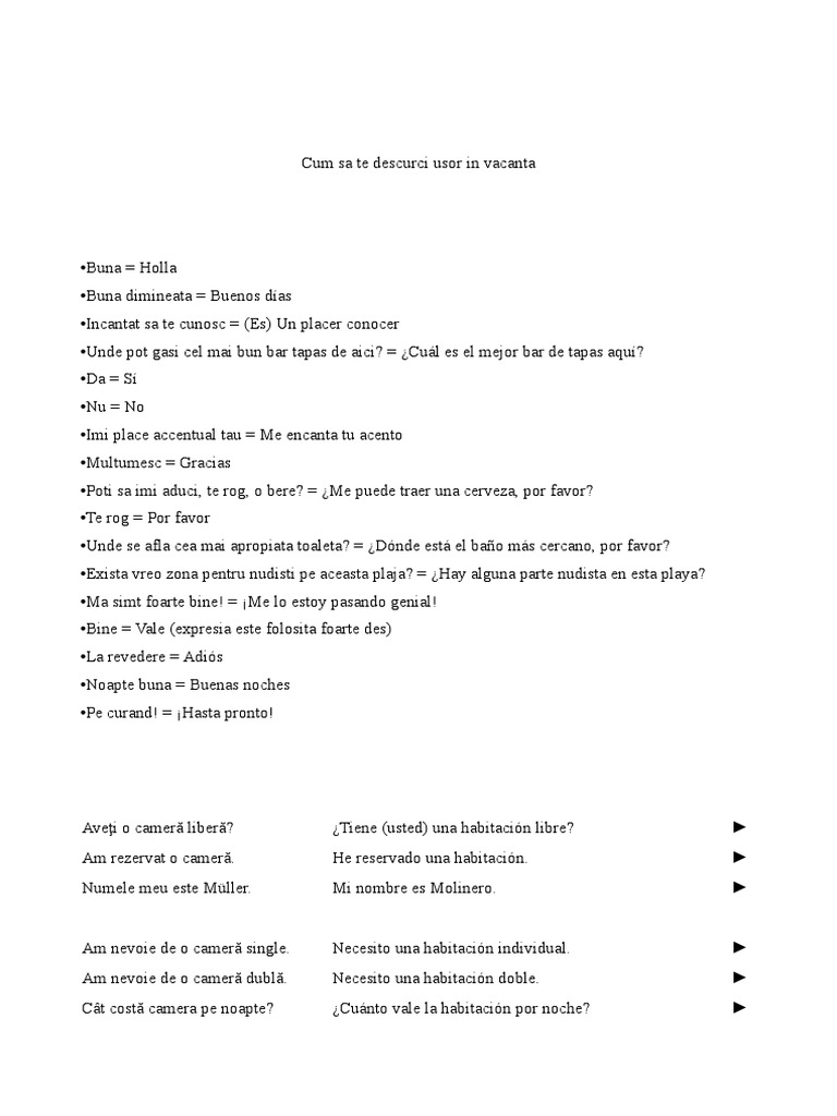 Cele Mai Usoare Expresii in Limba Spaniola | PDF