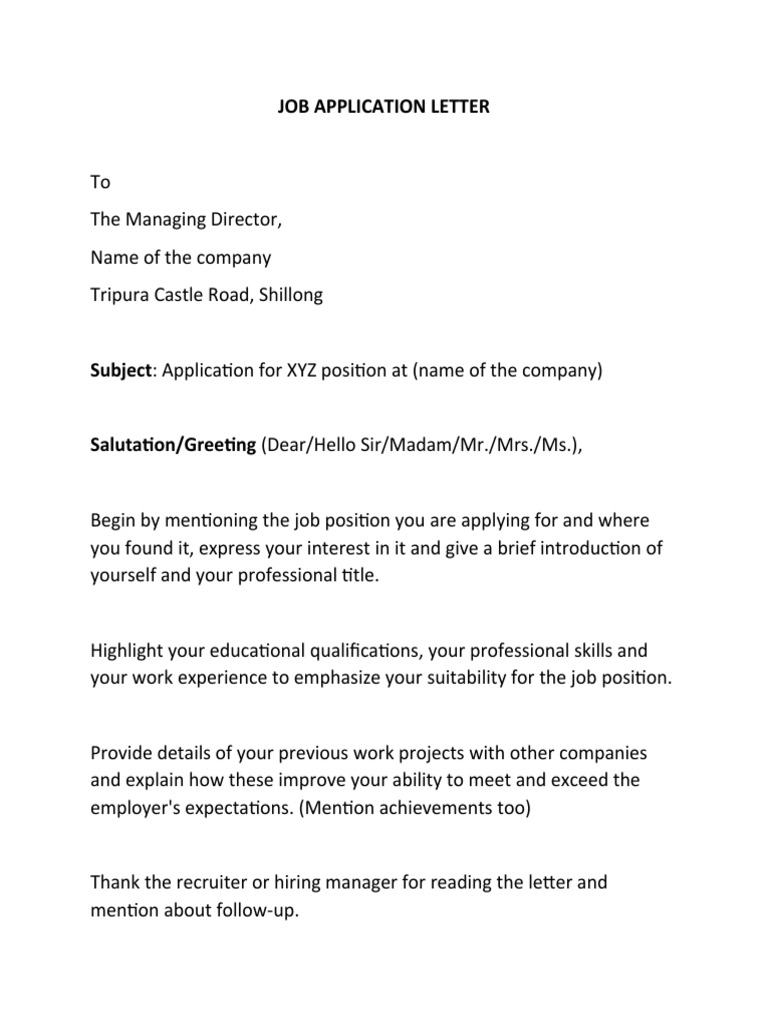 Job Application Letter - Important Information | PDF