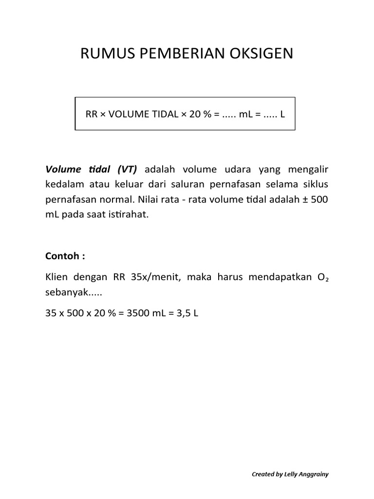 Rumus Pemberian Oksigen dan Volume Tidal | PDF