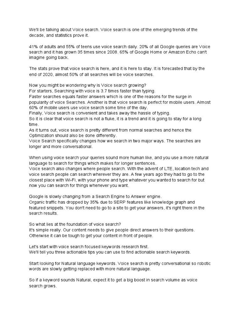 Voice Search | Download Free PDF | Search Engine Optimization ... Voice Search | Download Free PDF | Search Engine Optimization ...
