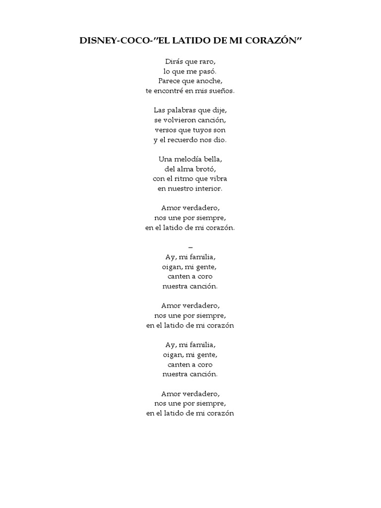 Disney-Coco-EL LATIDO DE MI CORAZÓN PDF | PDF