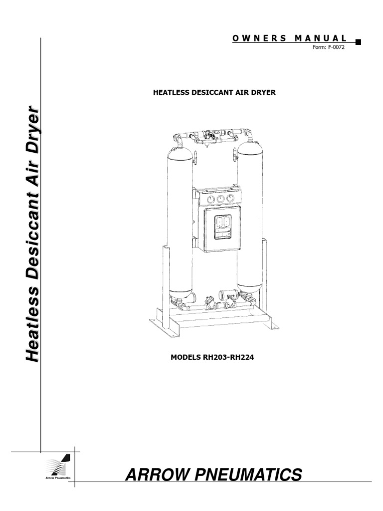 Arrow Heatless Desiccant Dryer Manual | PDF | Valve | Clothes Dryer
