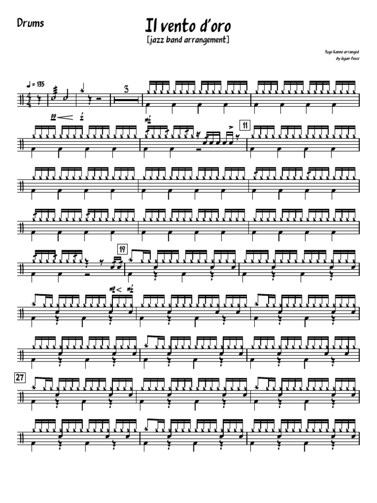 Il Vento D'oro Big Band Arrangement-Drums | PDF | Performing Arts | Jazz