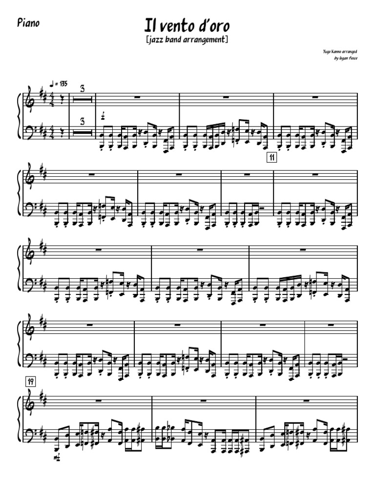 Il Vento D'oro Big Band Arrangement-Piano | PDF | Jazz | Popular Music