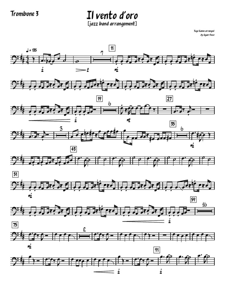 Il Vento D'oro Big Band Arrangement-Trombone 3 | PDF | Performing Arts ...