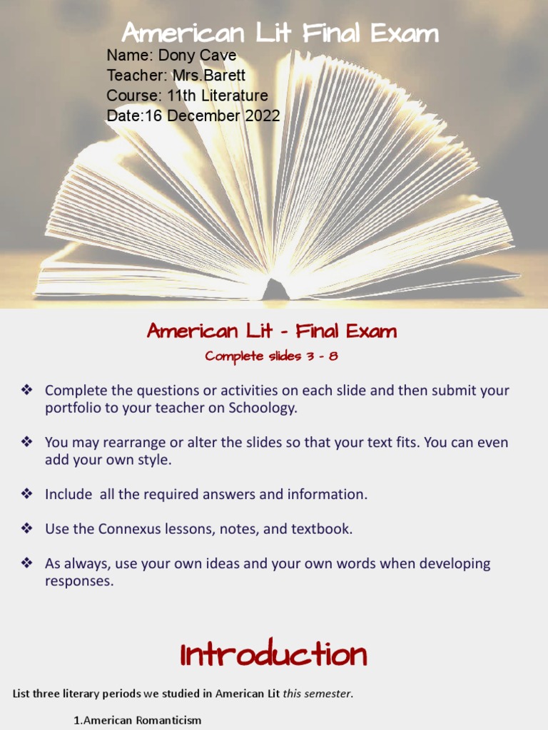 American Literature Final Exam Guide | PDF | Plymouth Colony | Test ...