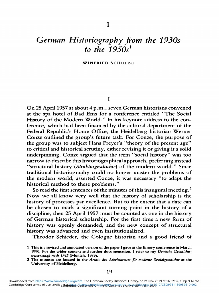 German Historiography From The 1930s To The 1950s | PDF | Nazism ...