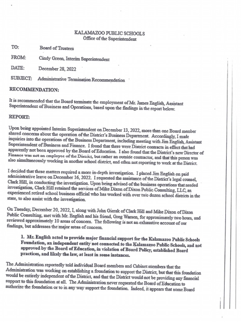 Termination Recommendation | PDF