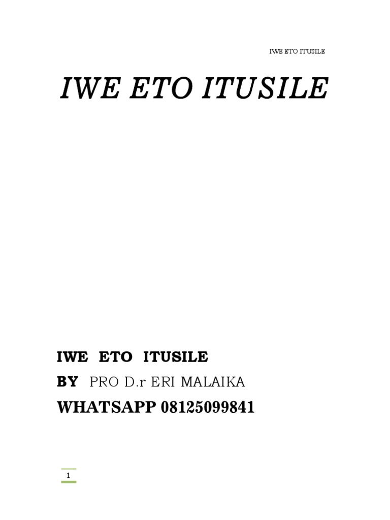 Open IWE ETO ITUSILE BY PRO D.R ERI MALAIKA | PDF