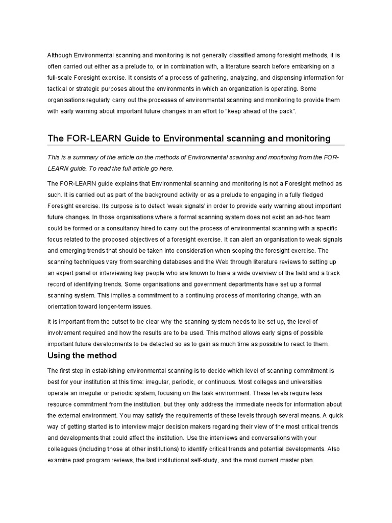 Environmental Scanning | PDF | Cognition | Cognitive Science