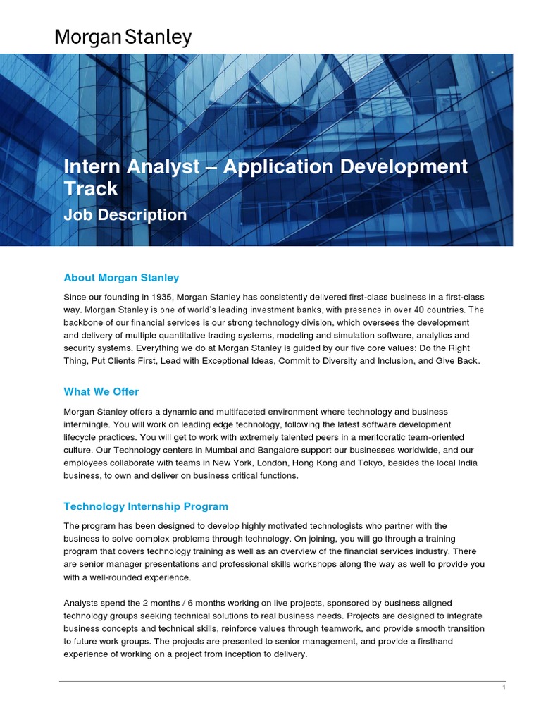 Morgan Stanley-Internship JD (App Dev Track) | PDF | Morgan Stanley ...
