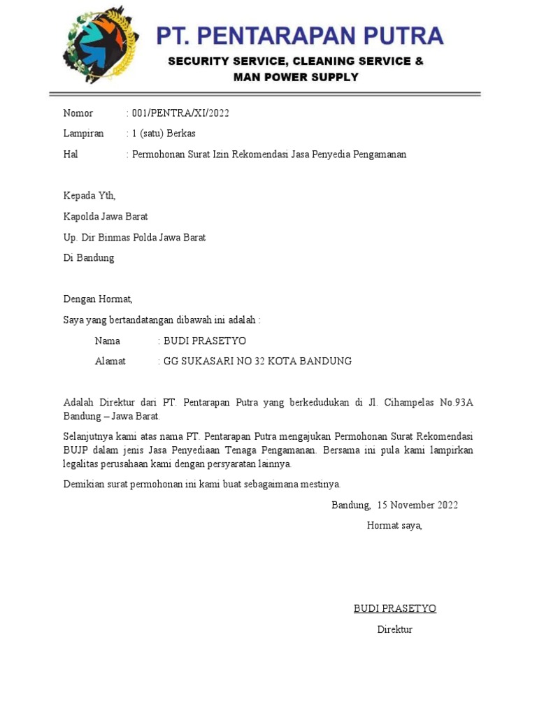 1A Surat Permohonan Rekomendasi SIO BUJP | PDF