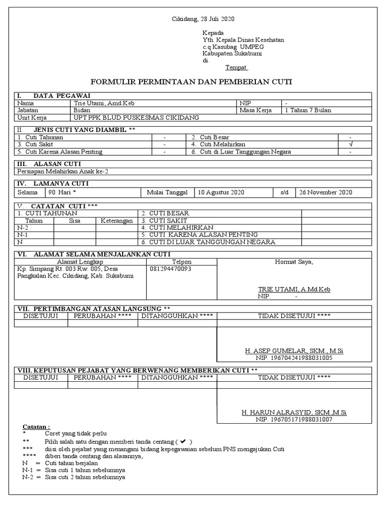 Format Cuti Baru | PDF