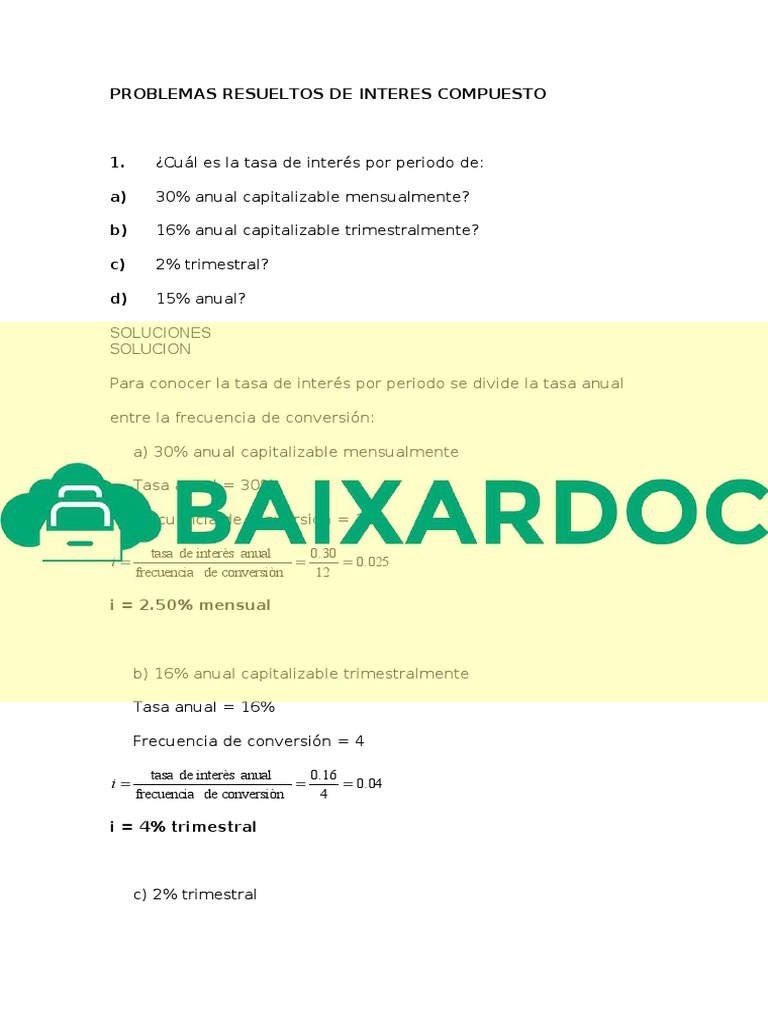 Problemas Resueltos de Interes Compuesto | PDF | Interés | Deuda