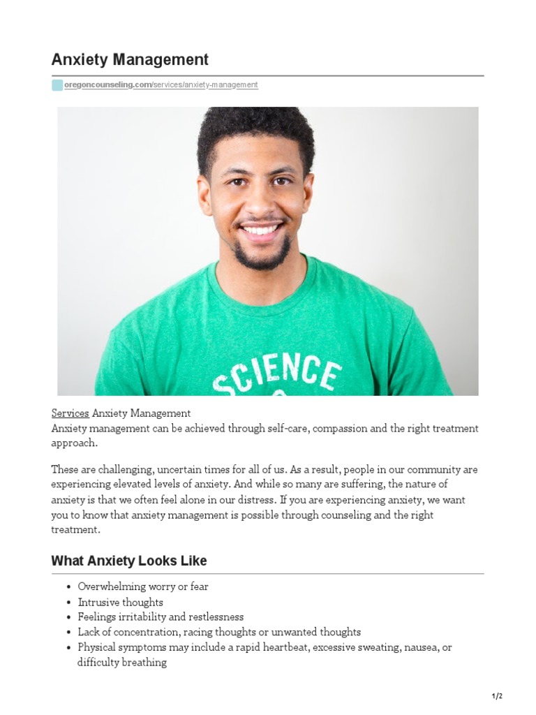 Anxiety Management | Download Free PDF | Anxiety | Psychotherapy