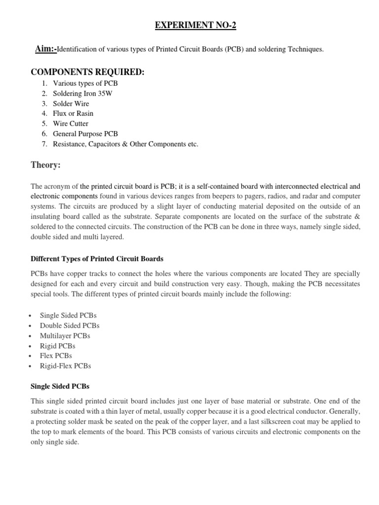 Electronics LAB MANUAL Exp-2 | PDF | Printed Circuit Board | Soldering