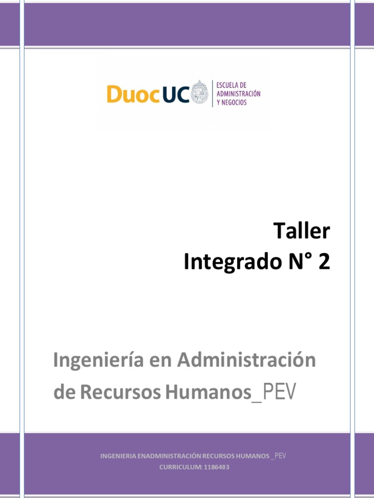 Taller Integrado - N°2 - Anexo | PDF | Gestión de recursos humanos | Planificación estratégica