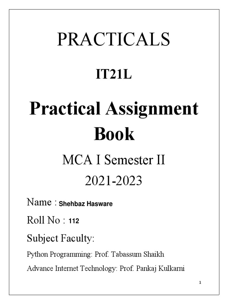 MCA I Semester II Practical Assignment Book | PDF | Parameter (Computer Programming) | Control Flow