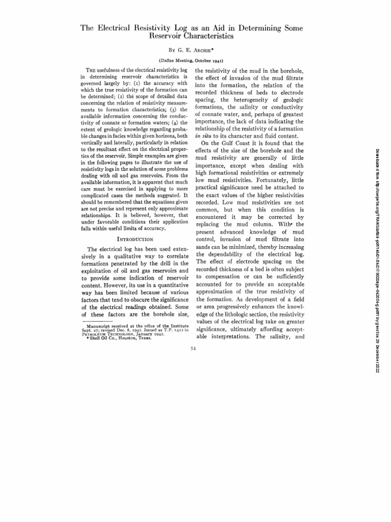 Electrical Resistivity Log Insights | PDF | Porosity | Electrical ...