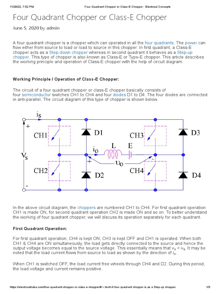 Four Quadrant Chopper or Class-E Chopper - Electrical Concepts | Download Free PDF | Electrical ...