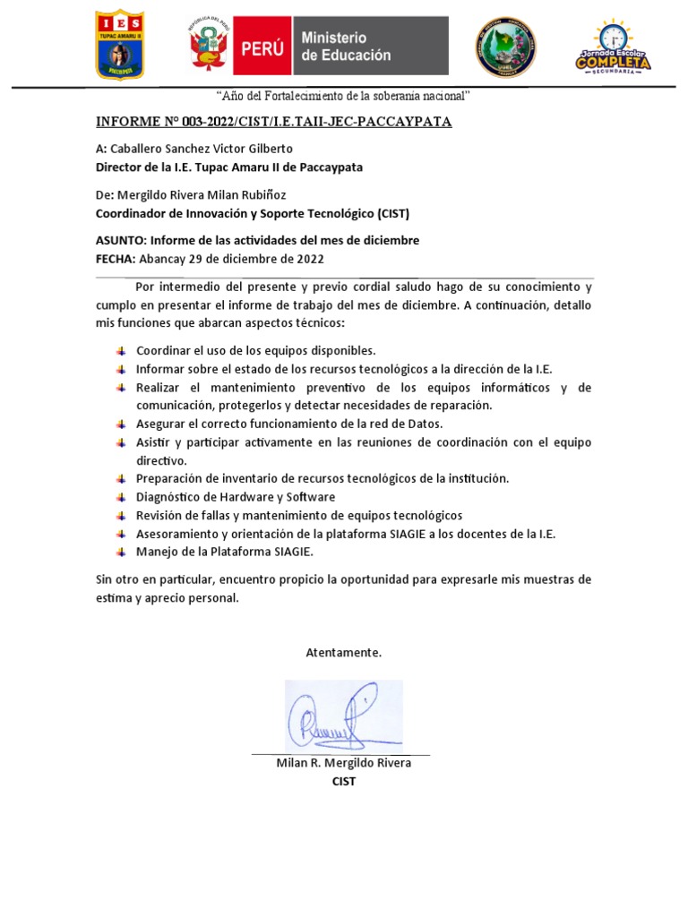 Informe Cist. | PDF