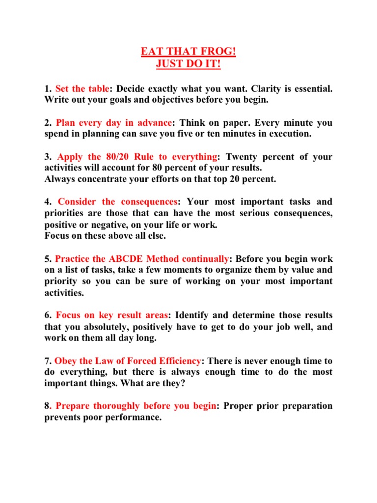Eat That Frog: Key Principles Summary | PDF