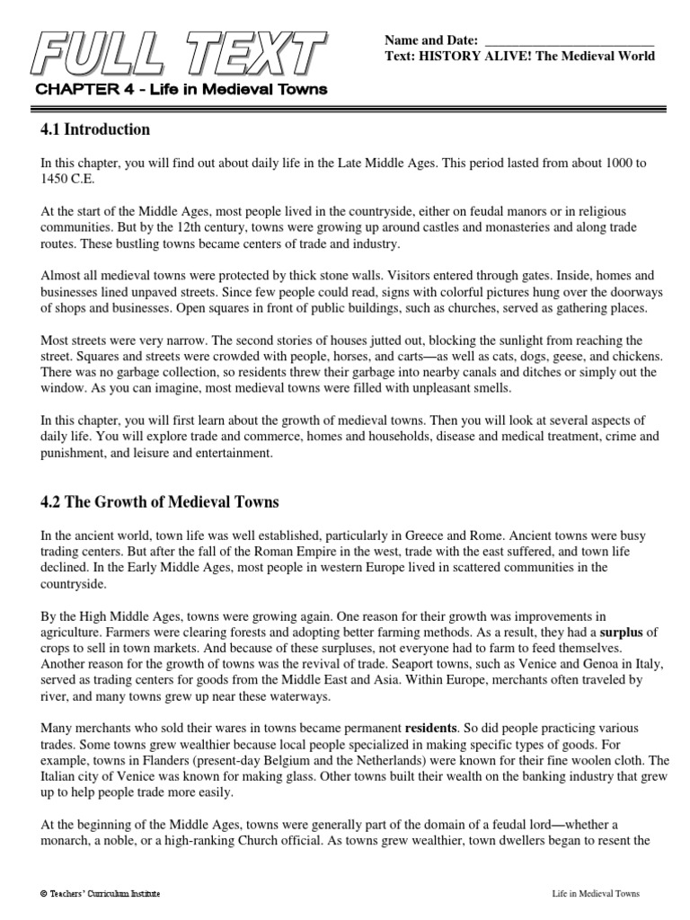 Chapter 4 - Life in Medieval Towns FULL TEXT | PDF | Guild | Middle Ages
