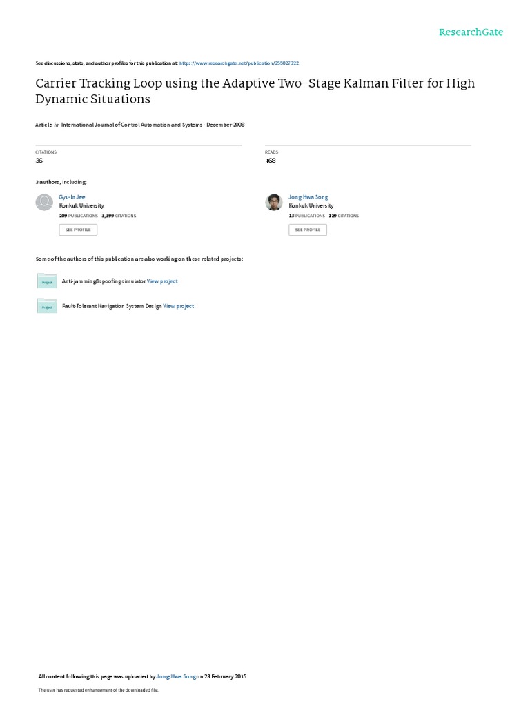 Carrier Tracking Loop Using The Adaptive Two-Stage | Download Free PDF ...
