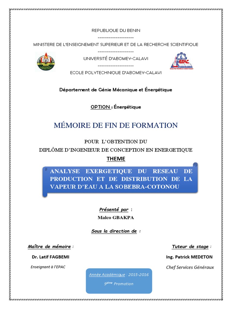 Mémoire GBAKPA Malco - Compressed | PDF | Chaudière | Chimie