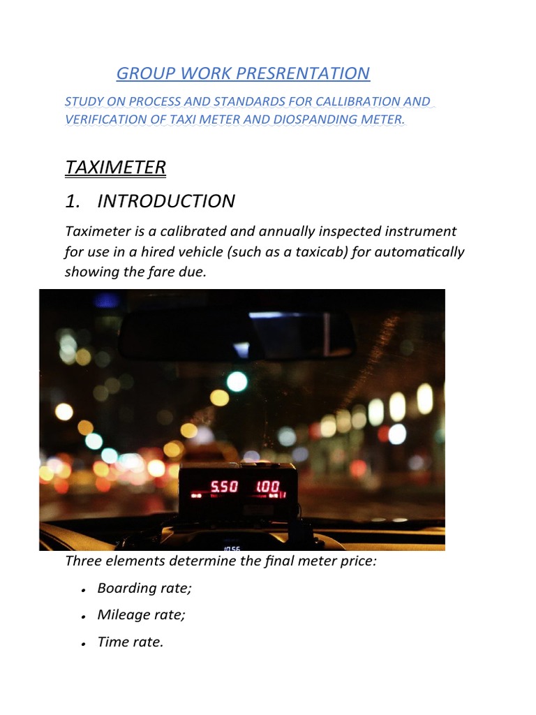 Group Work and Presrentation On Taxi Meter | PDF | Manufactured Goods ...