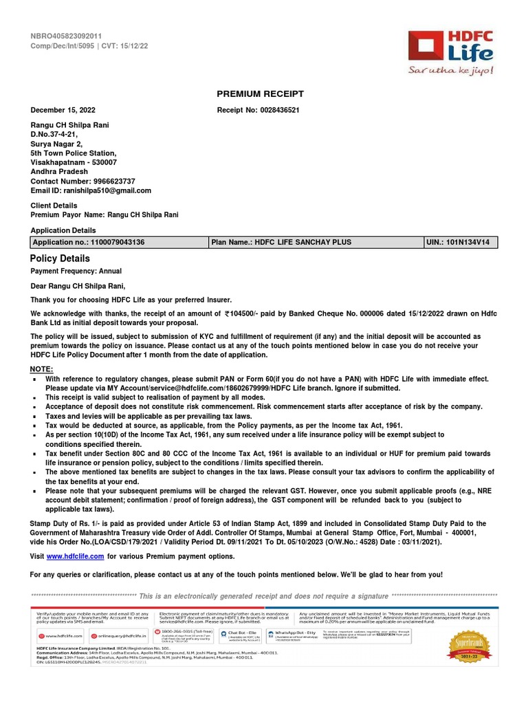 Payment Receipt | PDF | Insurance | Taxes