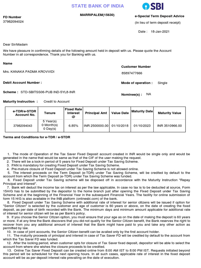 FD Receipt | PDF | Economies | Money