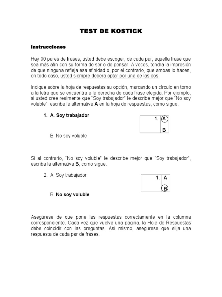 Vsip - Info - Test de Kostick Instrucciones PDF Free | PDF