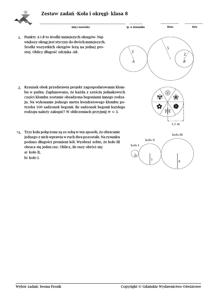 ZRK - Zestaw Zadan - Kola I Okregi - Klasa 8 | PDF