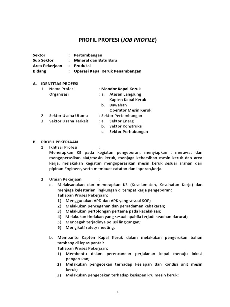 Tugas dan Tanggung Jawab Mandor Kapal Keruk | PDF