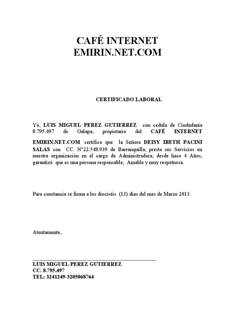 Certificado Laboral | PDF