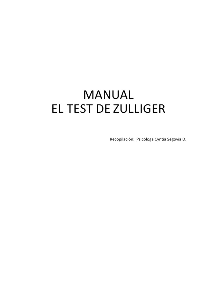 EL TEST DE ZULLIGER Manual CSEGOVIA | PDF | Color | Sicología