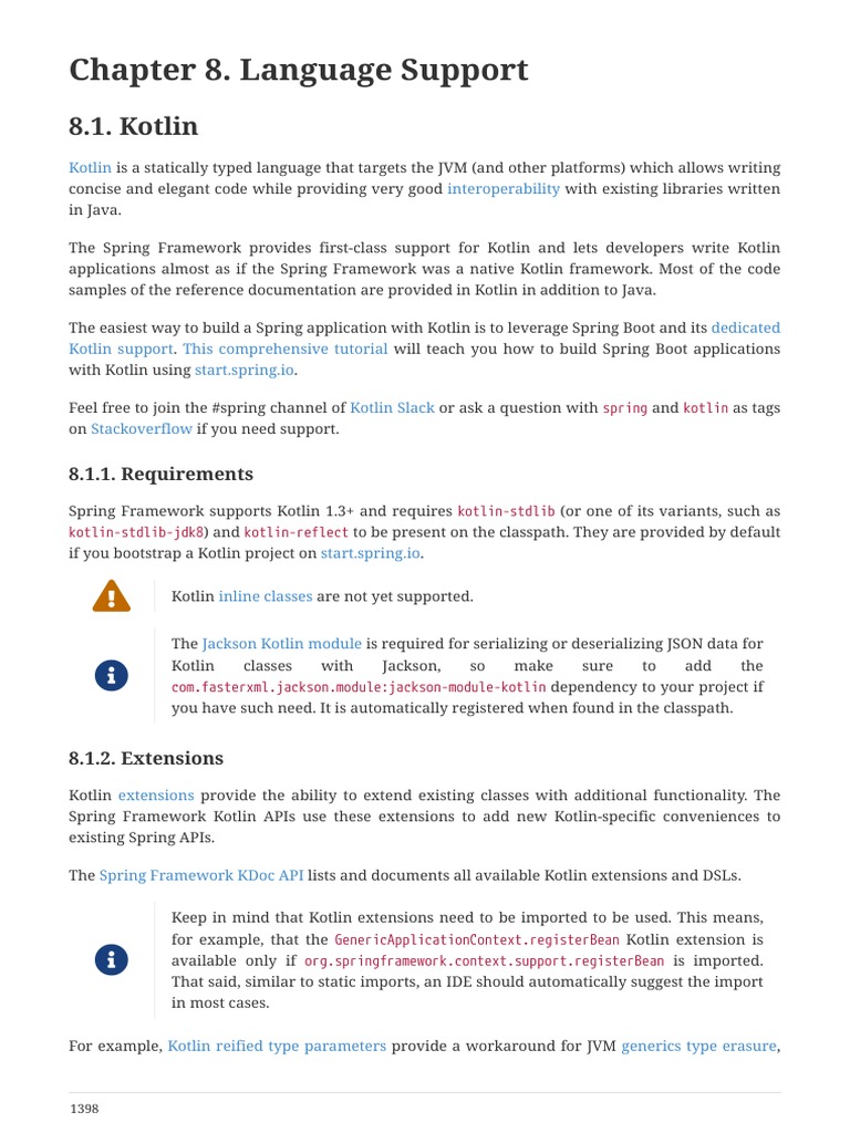 Spring-Framework - Optimize - Chapter 8. Language Support | PDF | Spring Framework | Constructor ...
